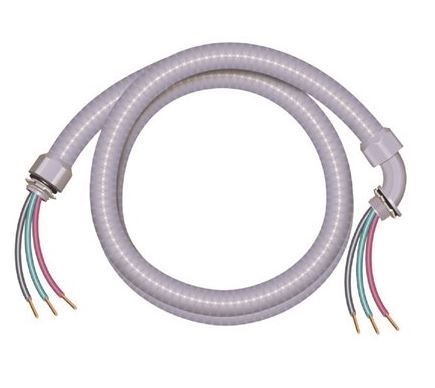 Southwire 4 ft. 8/2 Ultra-Whip Liquidtight Flexible Non-Metallic PVC ...